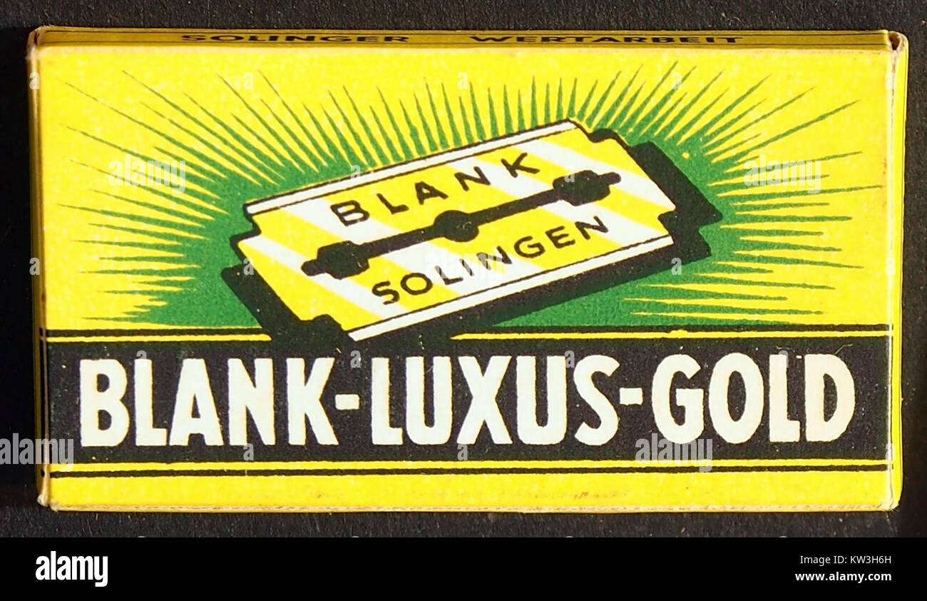 This image shows a set of Solingen razor blades, known for their high ...