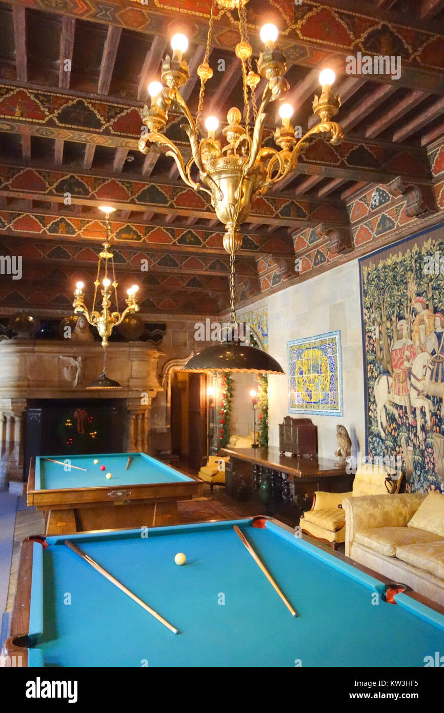 The Billiard Room at Hearst Castle in California is a luxurious and ...