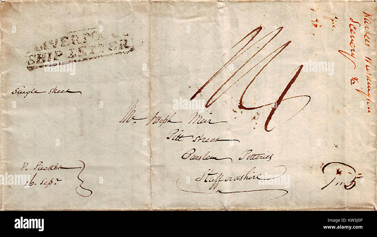 The Liverpool Ship Letter, dated 1832, is a historic item representing ...