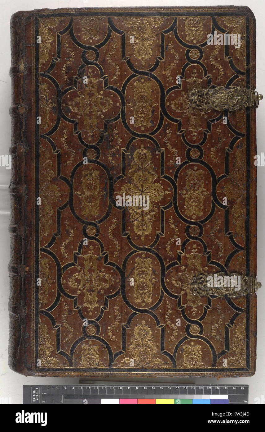 The upper cover of the Bible (c125k1) displays intricate designs and ...