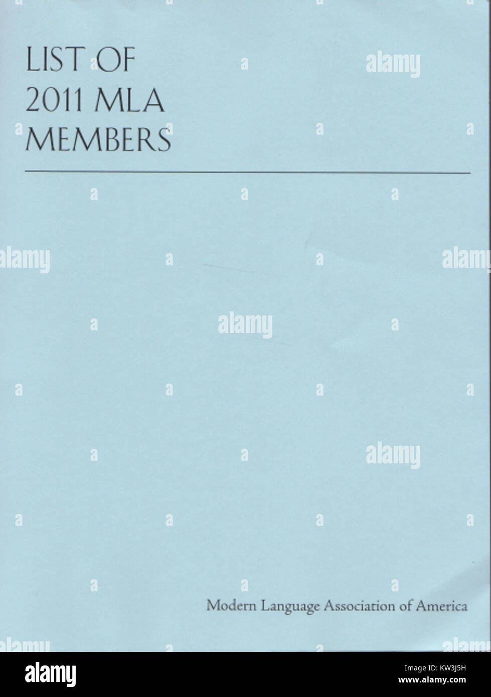 List of 2011 MLA Members Cover Stock Photo - Alamy