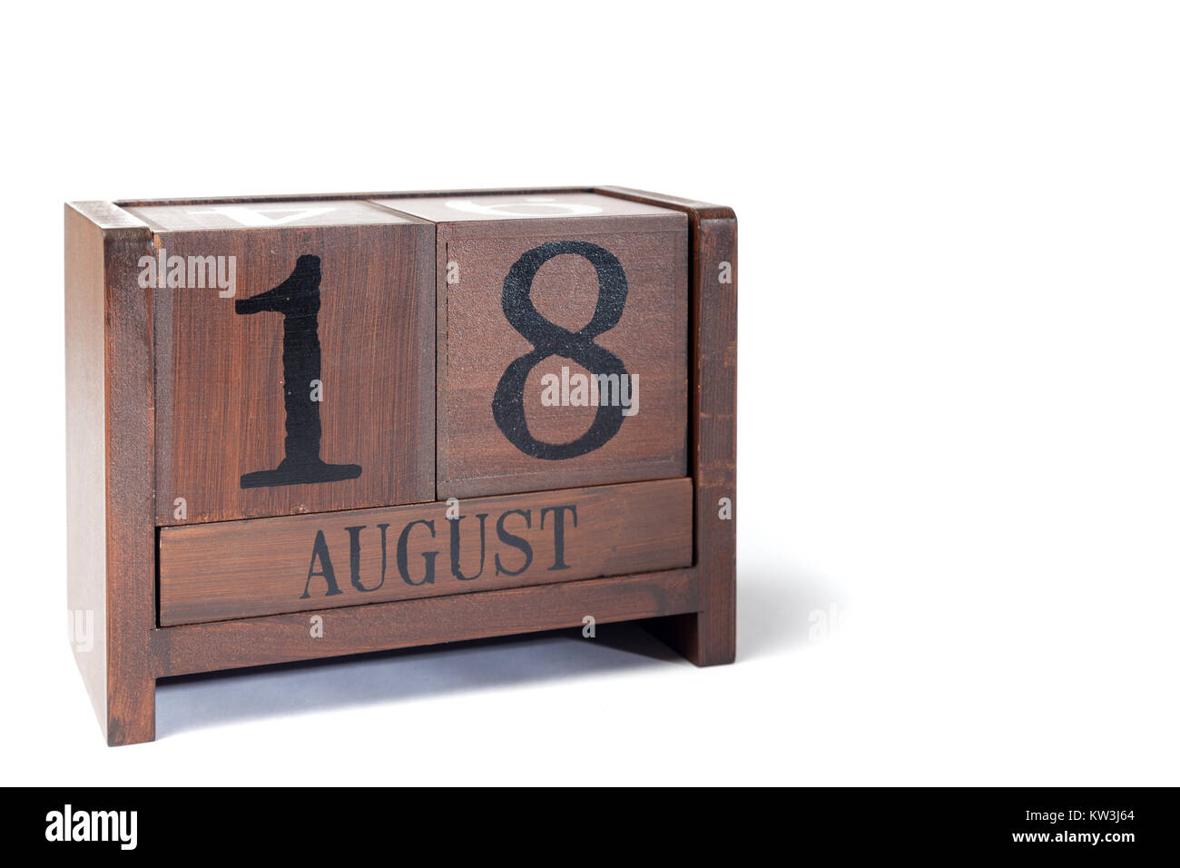 Wooden Perpetual Calendar set to August 18th Stock Photo - Alamy