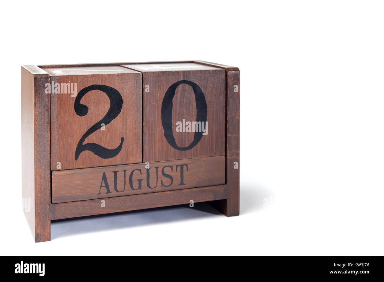 Wooden Perpetual Calendar set to August 20th Stock Photo - Alamy