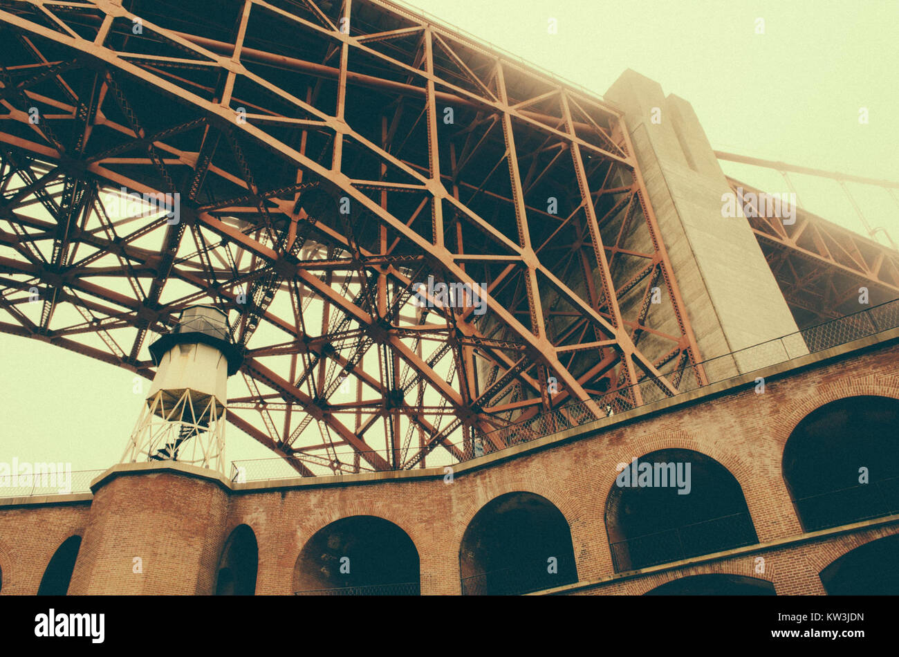 An image showcasing Big Red Bridge and its distinctive brick arches, a ...