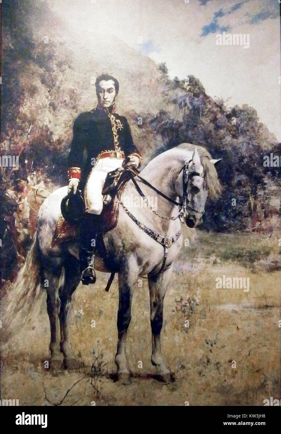 This image is a depiction of Simón Bolívar, a key figure in Latin ...