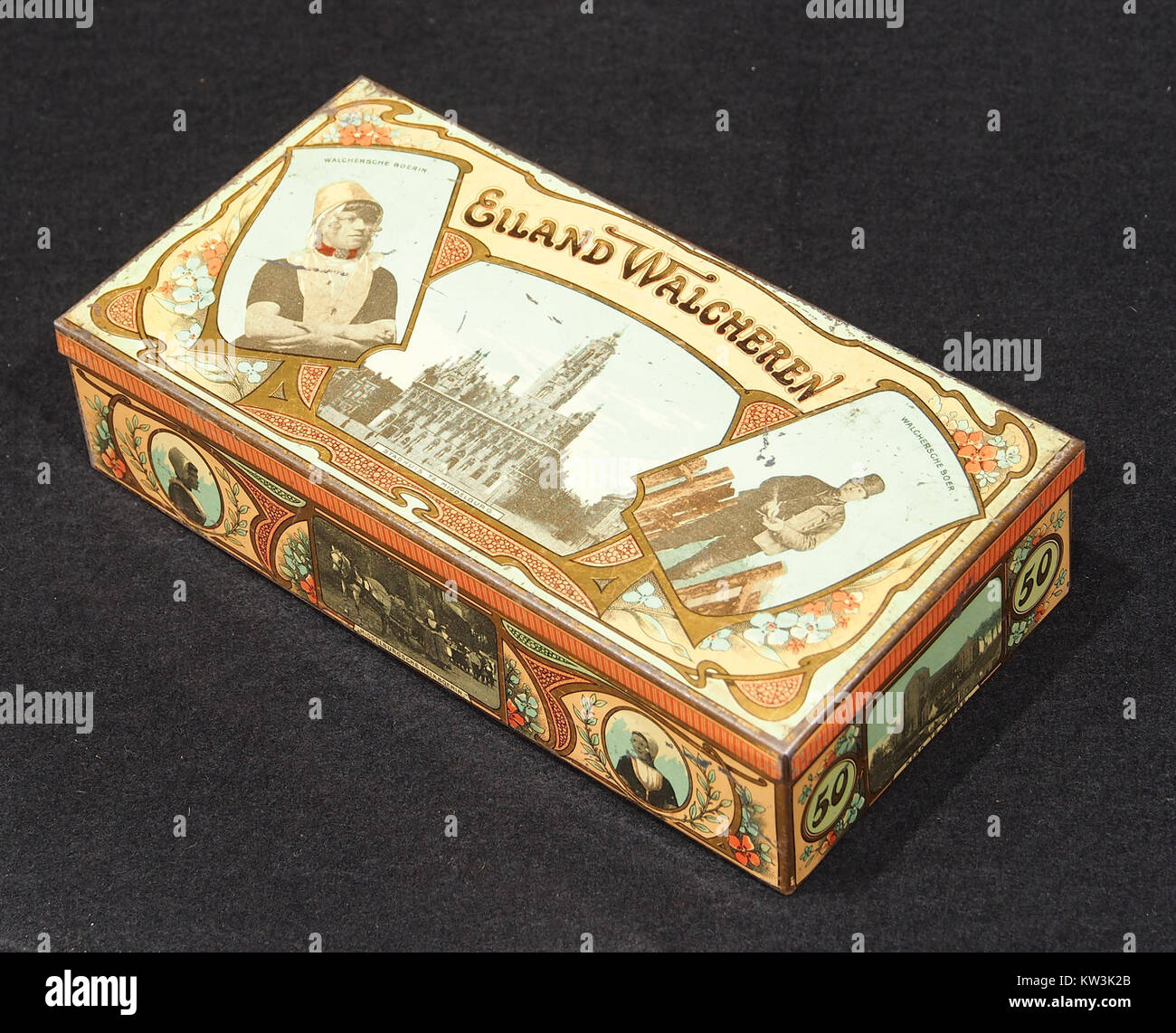 This early 20th-century cigar packaging, dated around 1910, features a ...