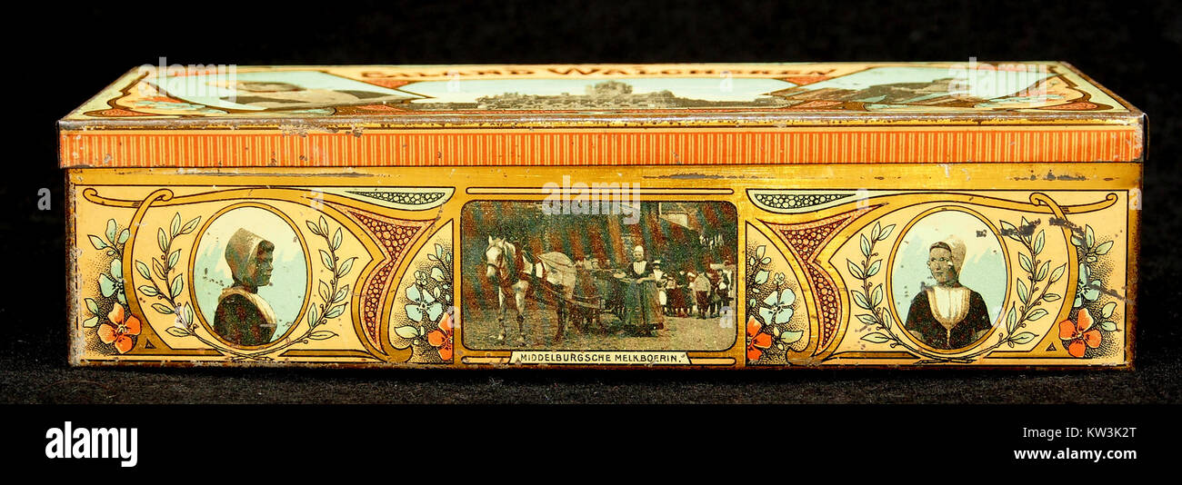 This image features a cigar packaging from around 1910, designed for 50 ...