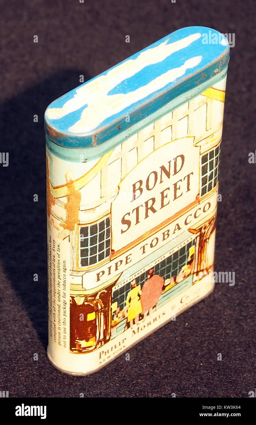 A photo of a vintage tin of Bond Street Pipe Tobacco, capturing the ...