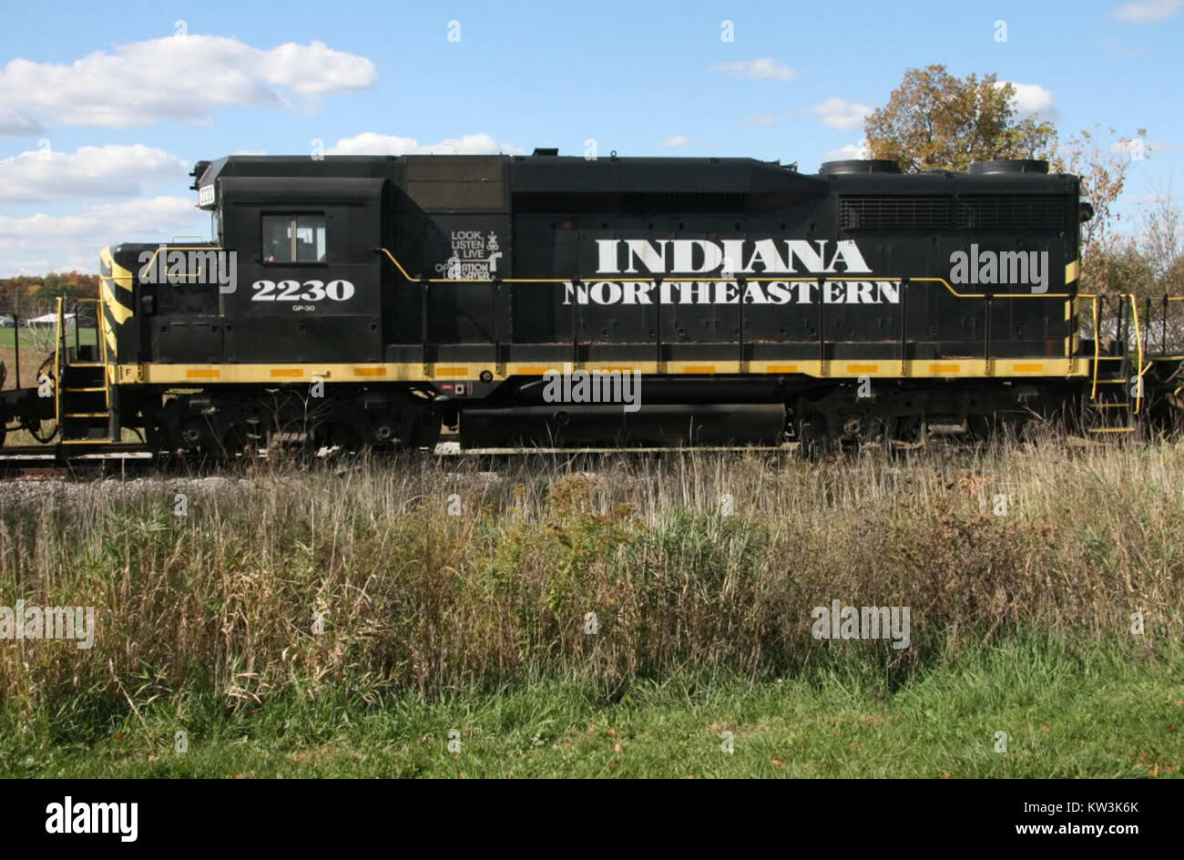 The Indiana Northeastern 2230 is a freight train locomotive that is ...