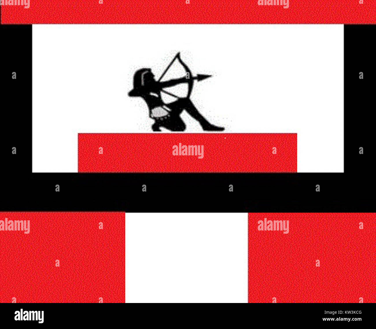 The White, Black, and Red Flag Team represents a symbolic or artistic ...