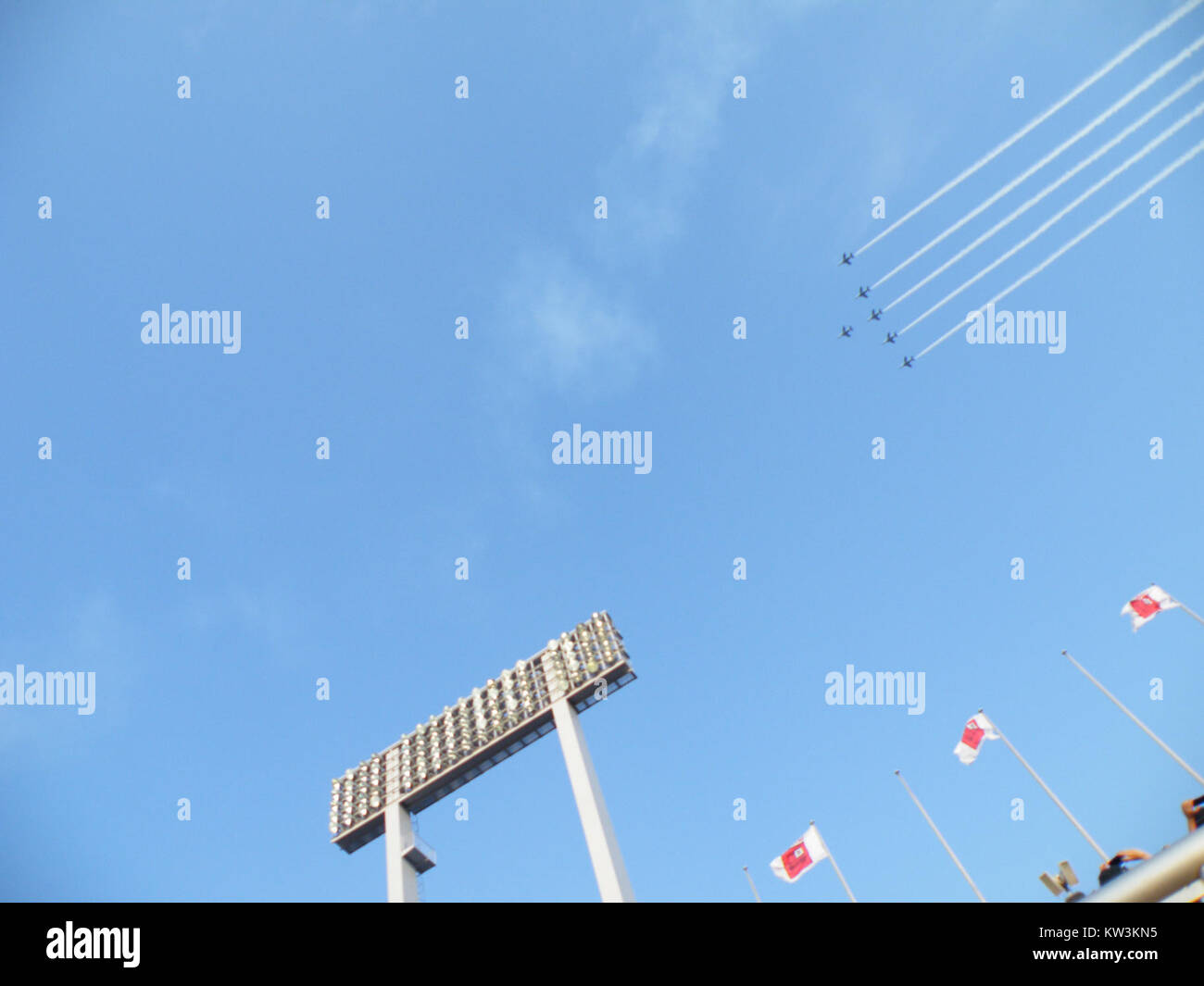 The Blue Impulse team performed a flyover during the 2014 event at ...