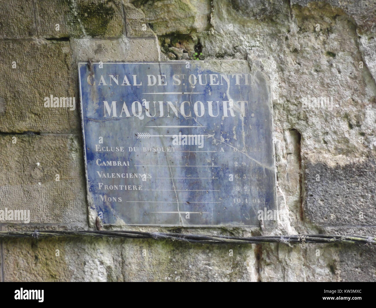 Bony (Aisne) Hameau de Macquincourt, Canal de Saint Quentin plaque ...