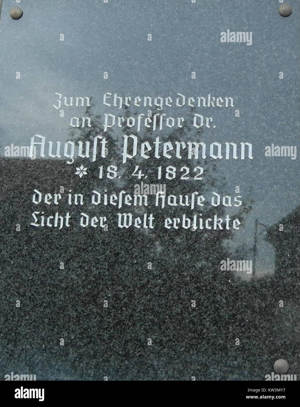 The Gedenktafel for August Petermann in Bleicherode commemorates the ...