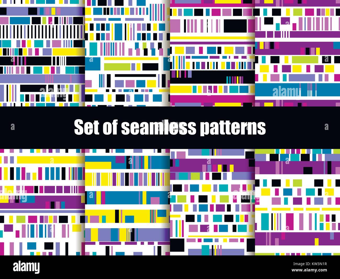 Glitch seamless patterns. Signal error, pixel mosaic. Computer screen ...