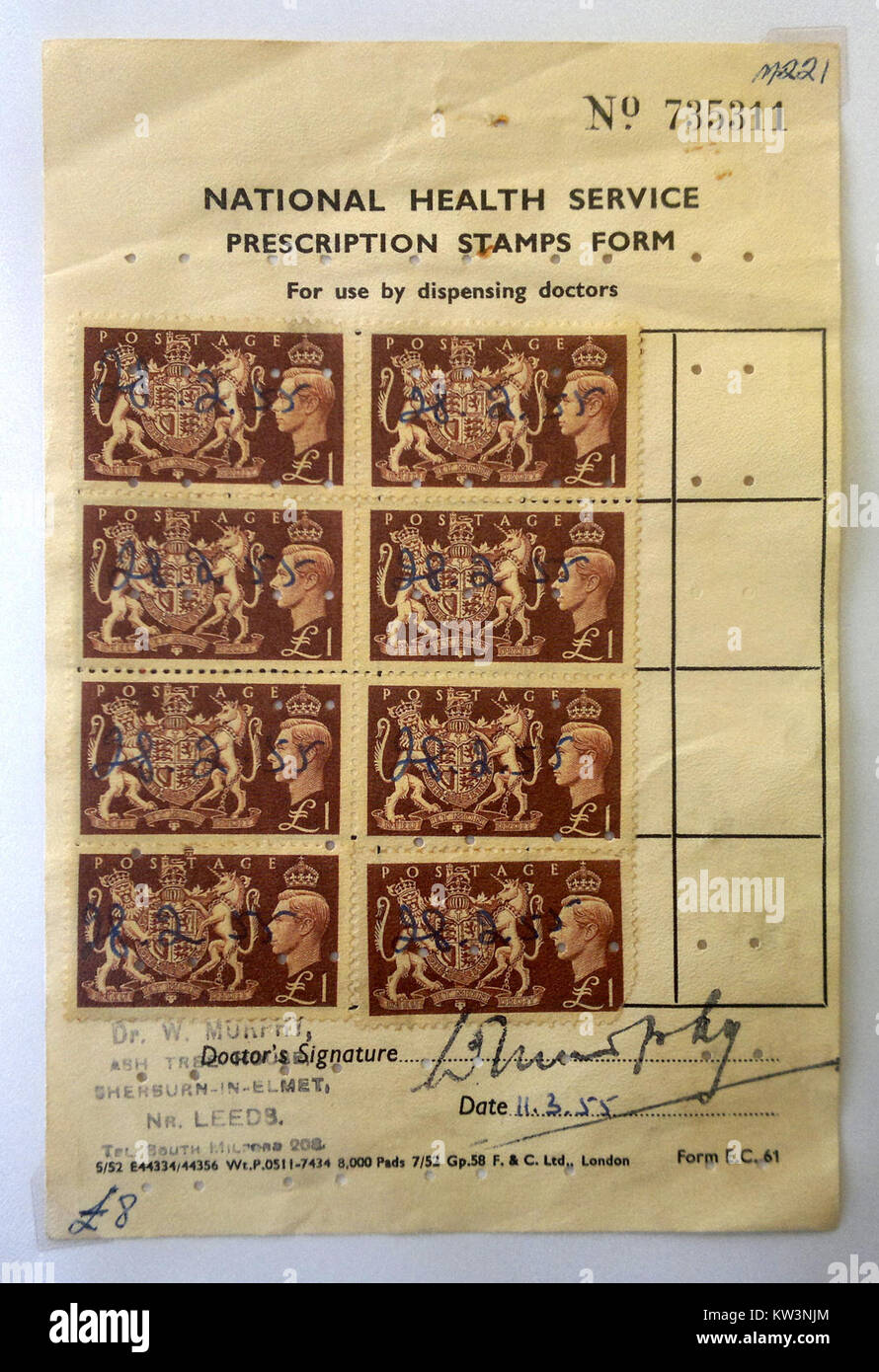 National Health Service prescription stamps, issued in 1955, were part ...