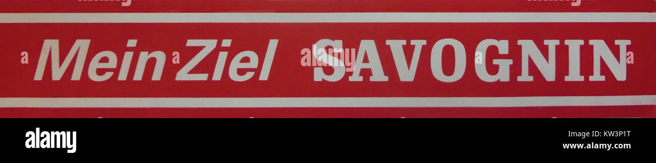 The 'Mein Ziel Savognin' car sticker features the Swiss mountain town ...