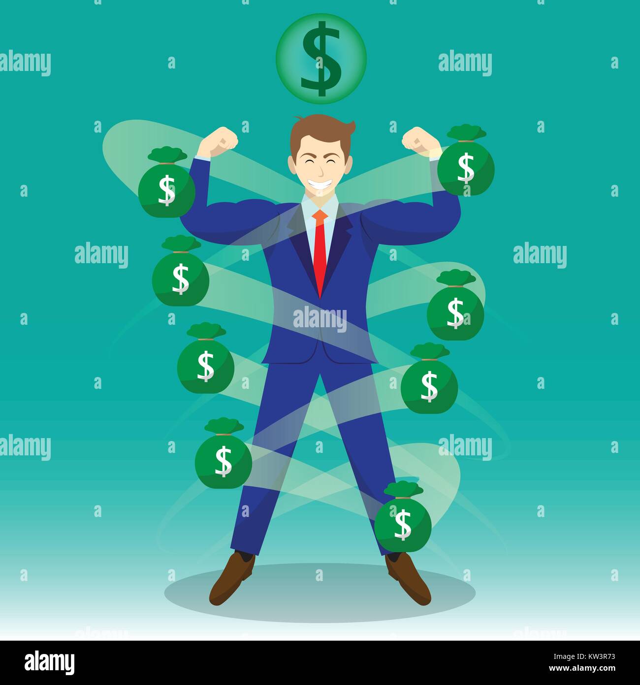 Business Concept As A Full-Energy Muscular Businessman Is Surrounded By ...