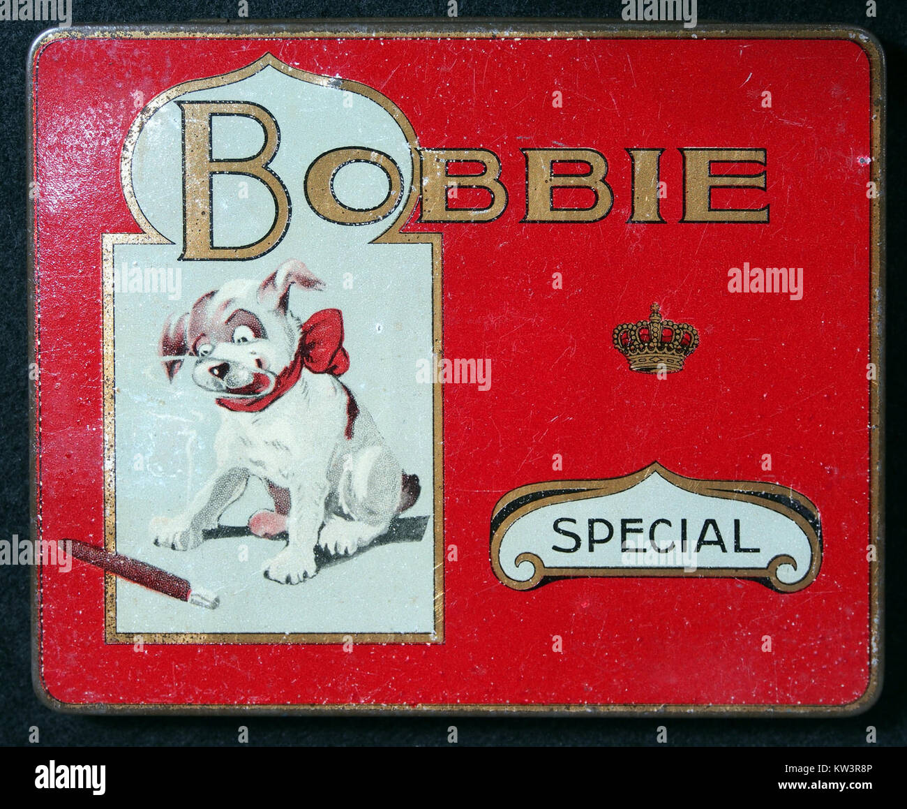This image features a Bobbie Special cigar tin, a collectible item ...