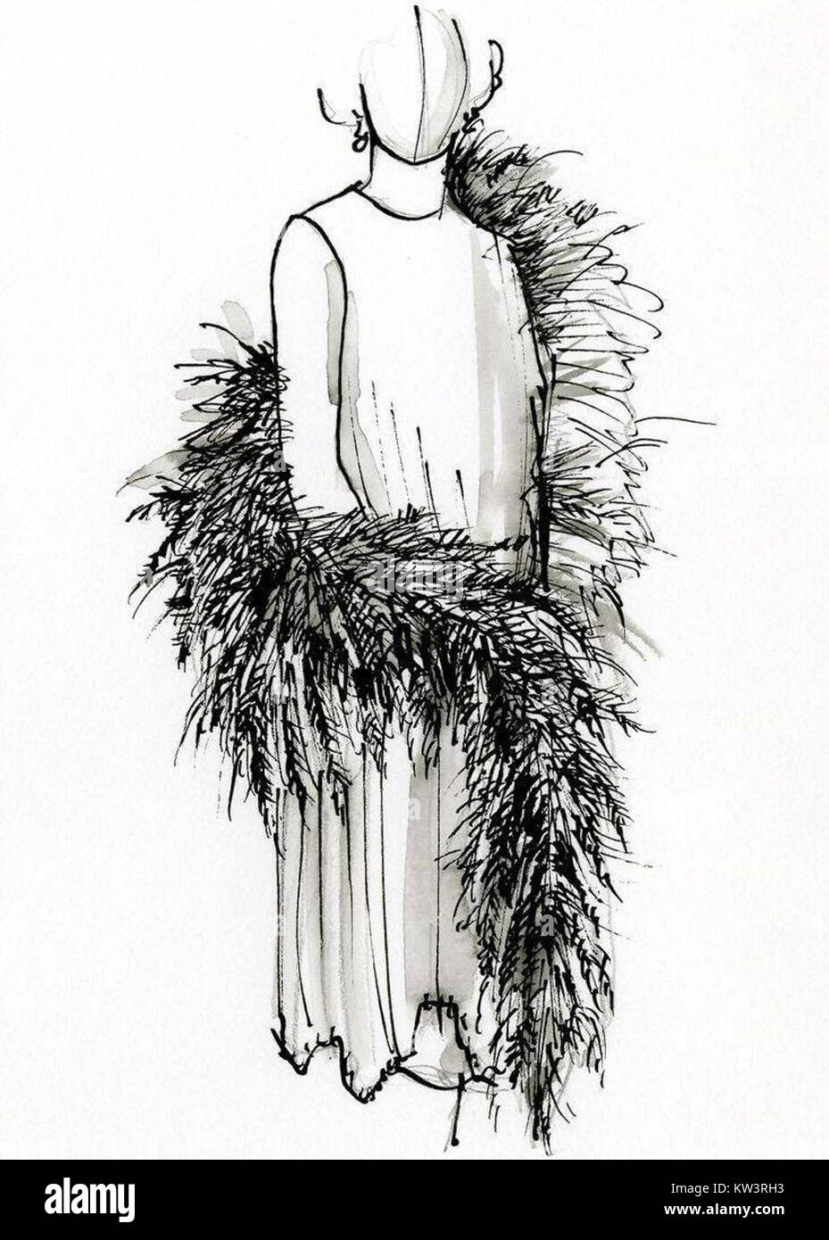 A collection of boas, a type of neckpiece typically made from feathers ...