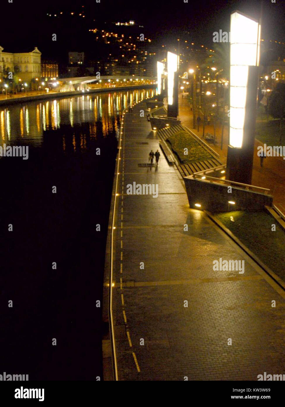 A view of Bilbao's Muelle Evaristo Churruca from the Deusto Bridge ...