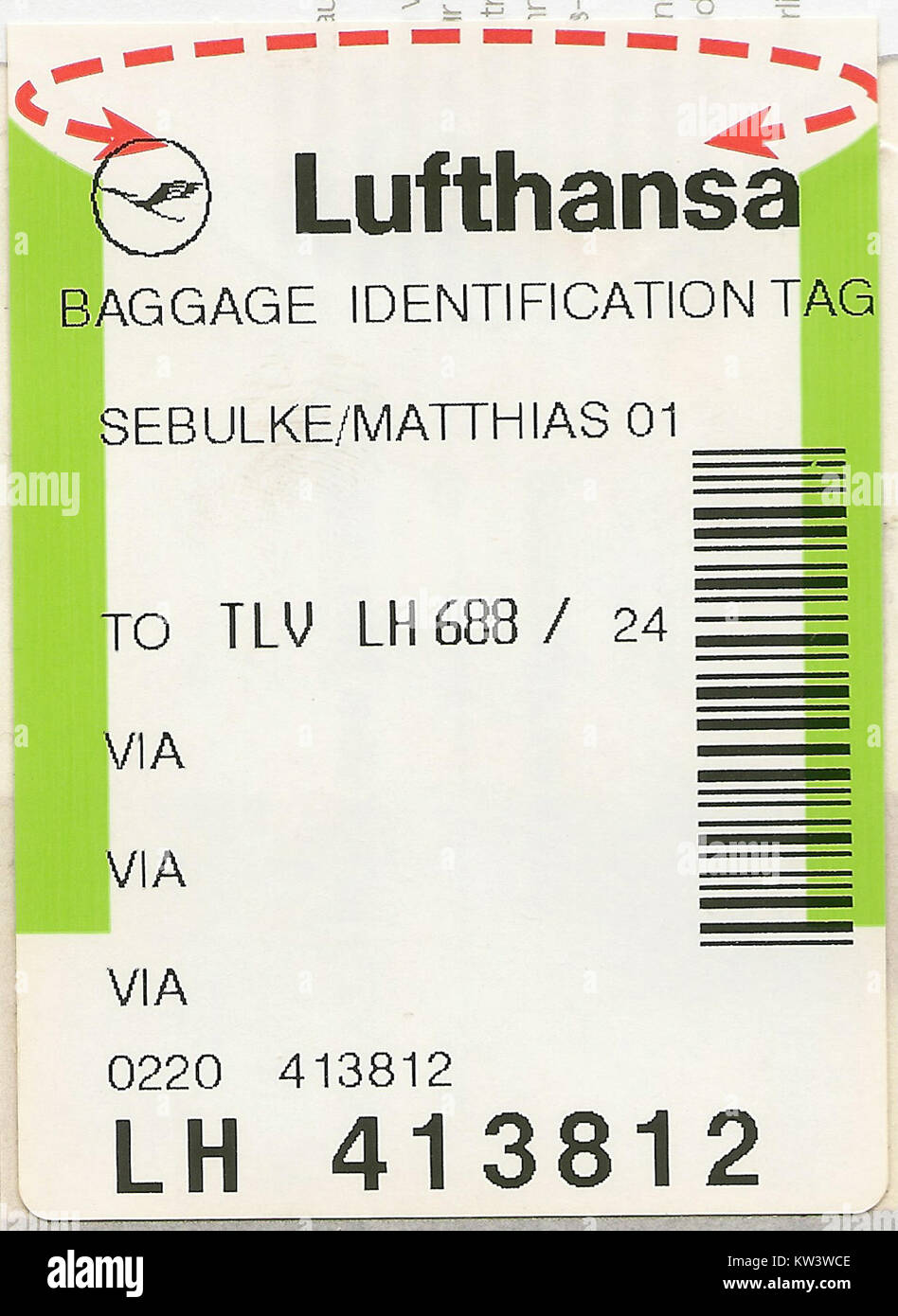 This Lufthansa baggage identification tag is used for identifying ...