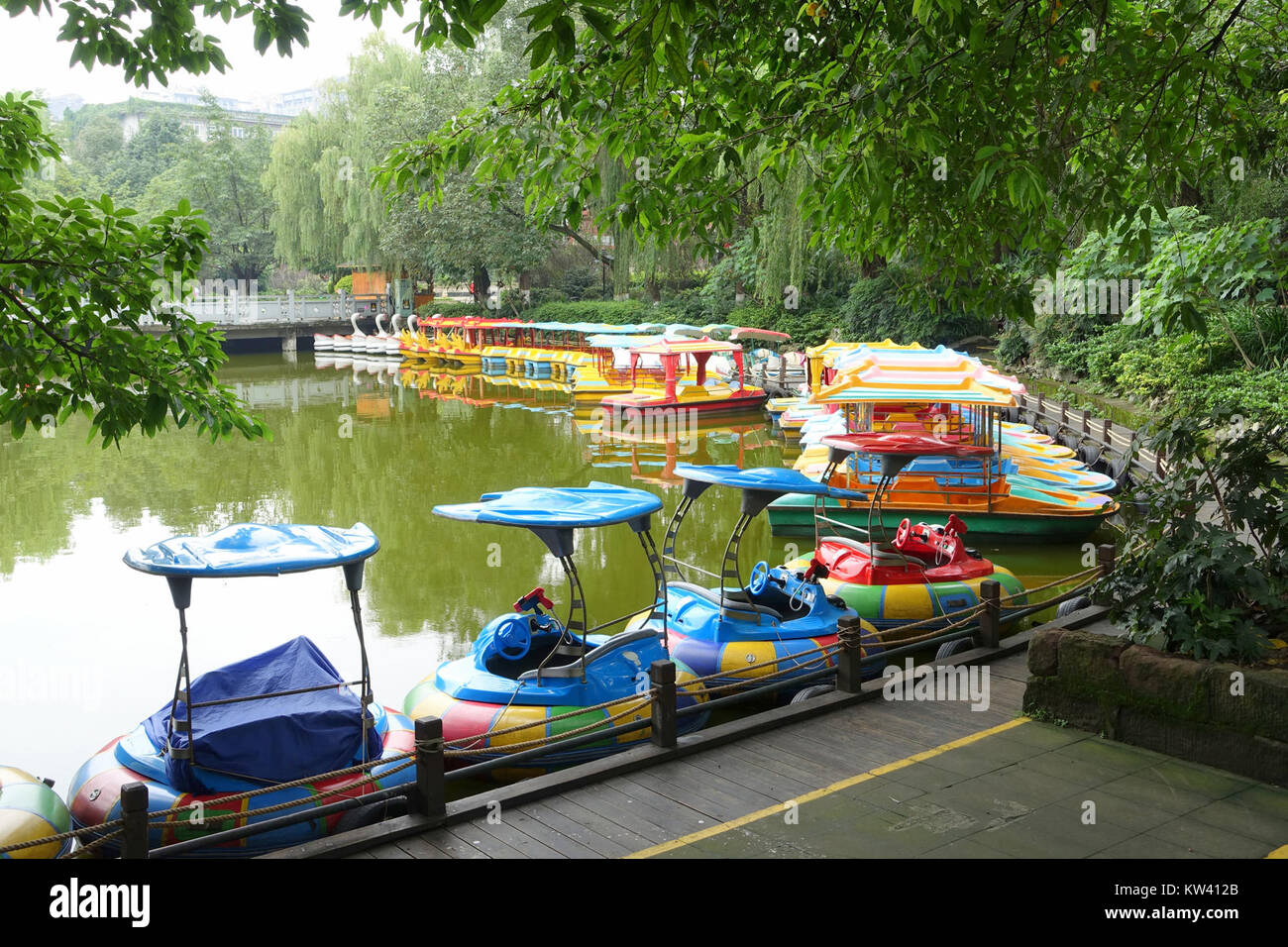 A photo of boats in the Chengdu Culture Park, located in Chengdu, China ...