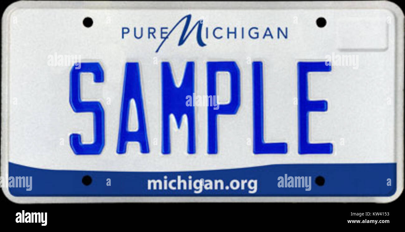 A photograph of a 2012 Michigan vehicle license plate, featuring the ...