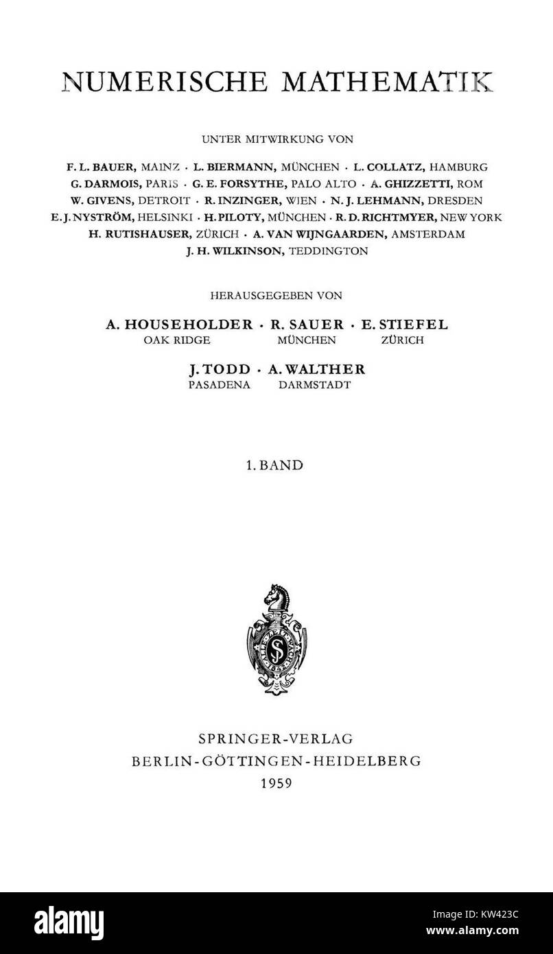 Numerische Mathematik 1959 Titel Stock Photo - Alamy