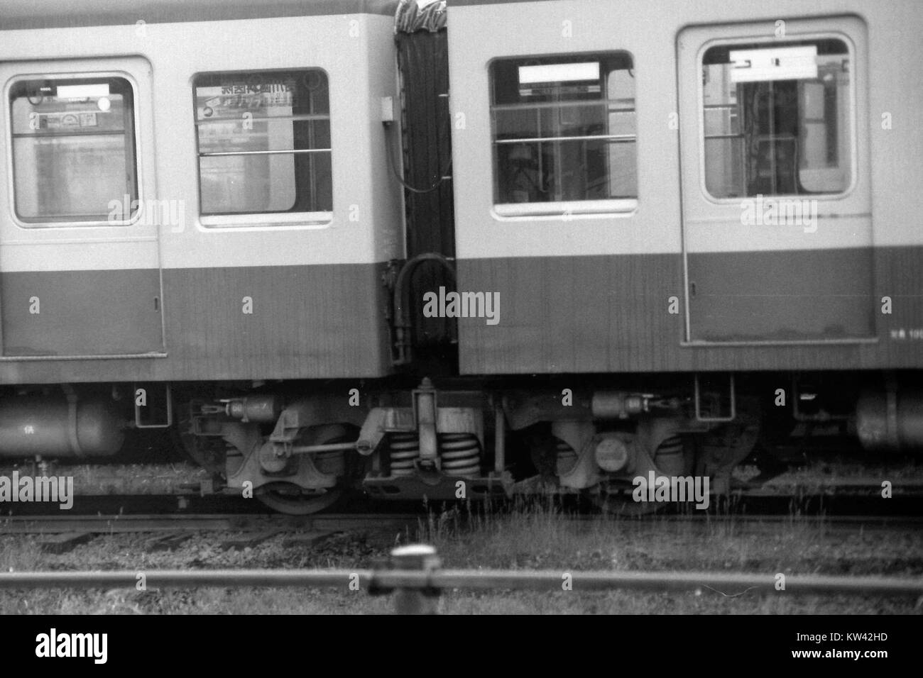 This image shows a bogie truck, a part of an electric multiple unit ...
