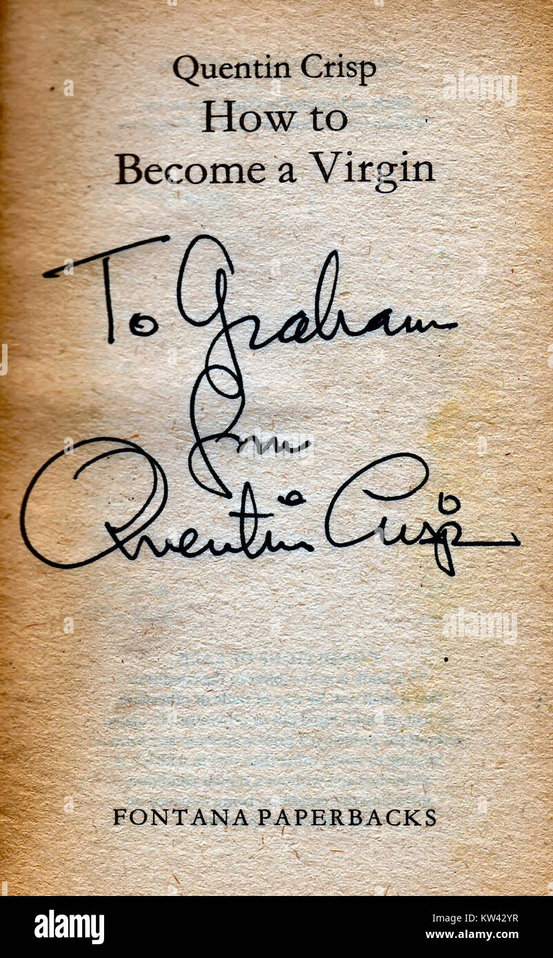 Quentin Crisp's signature is a rare and significant autograph from the ...