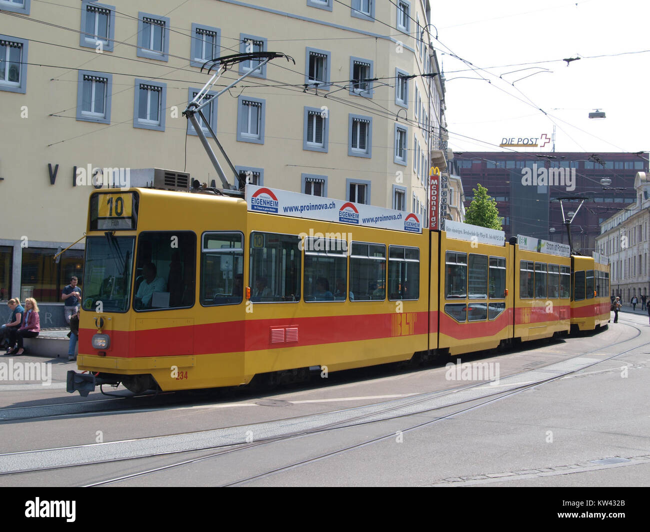 BLT Tram car 234, line 10 towards Fluh at Basel, Switserland p01 Stock ...