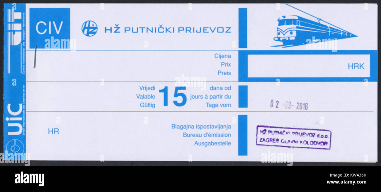 A photograph of an HZ ticket folder, commonly used for railway travel ...