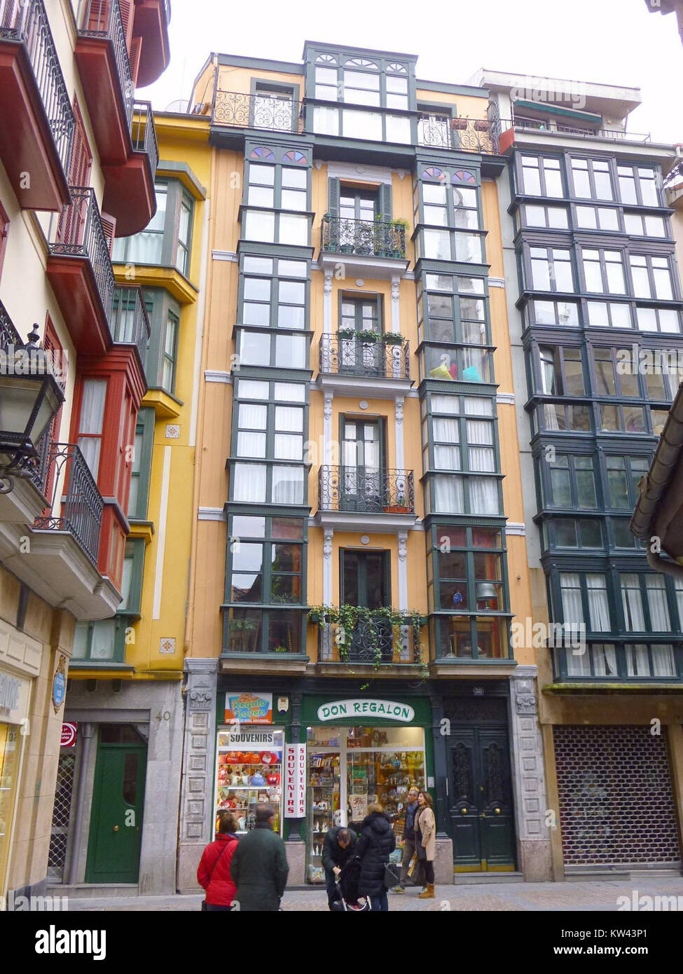 A photograph of the historic district of Bilbao Casco Viejo, Spain ...