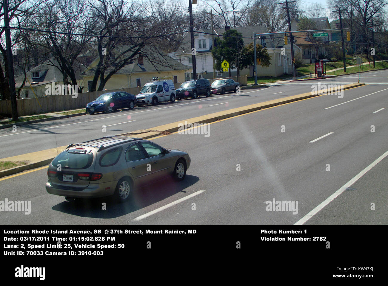 Speed camera in Mount Rainier, Maryland demonstrating speed violation ...