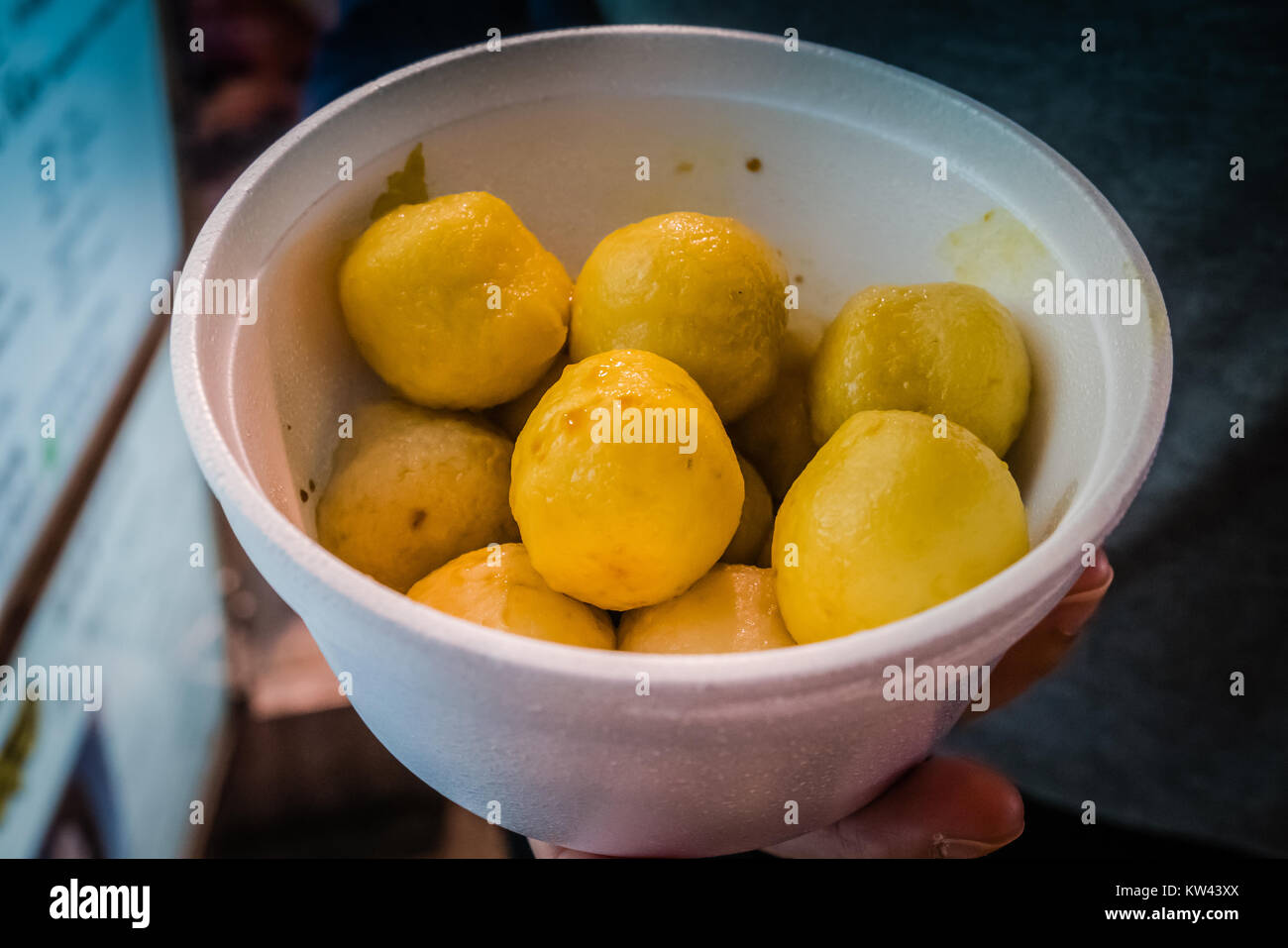 hong kong street snack curry fish ball Stock Photo - Alamy