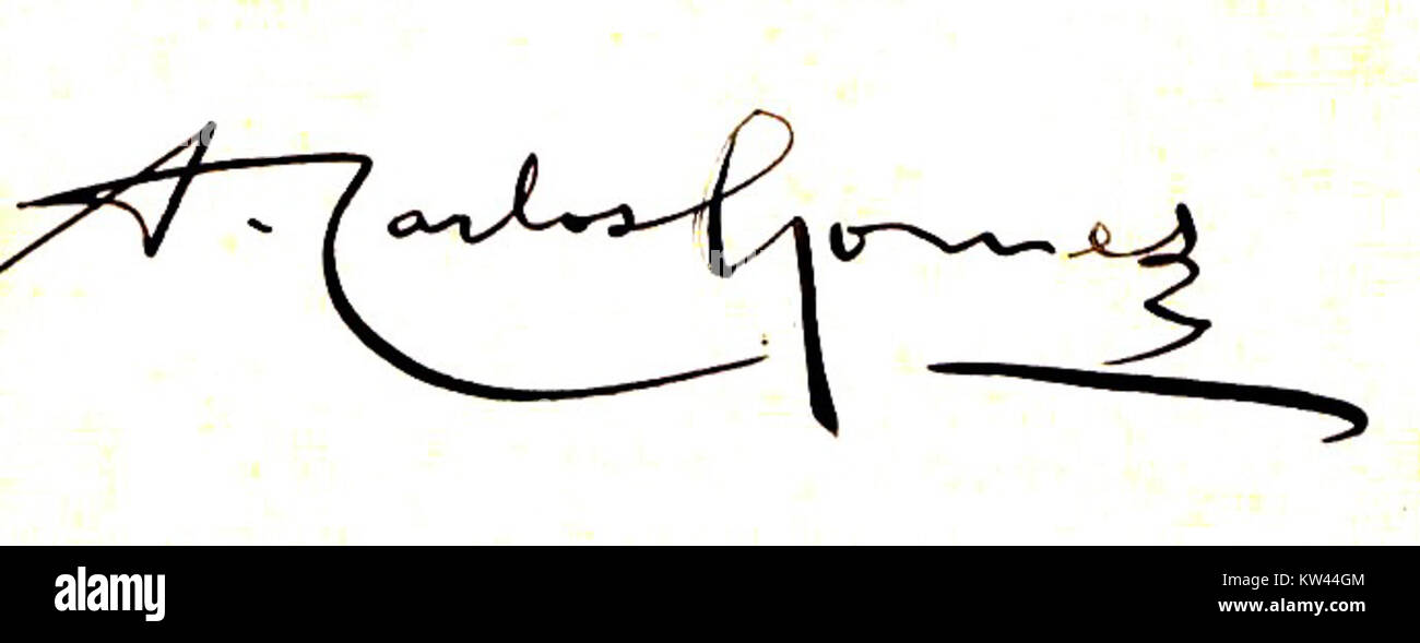The signature of Maestro Carlos Gomes, a prominent Brazilian composer ...
