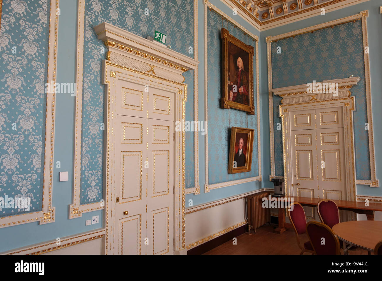 This photograph shows the Blue Drawing Room at Stowe House in ...
