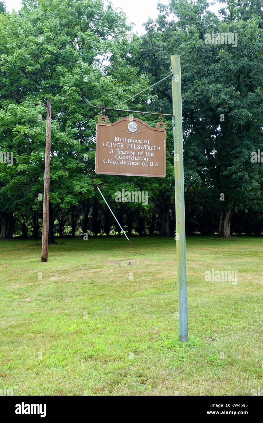 The birthplace marker for Oliver Ellsworth, a founding father of the ...