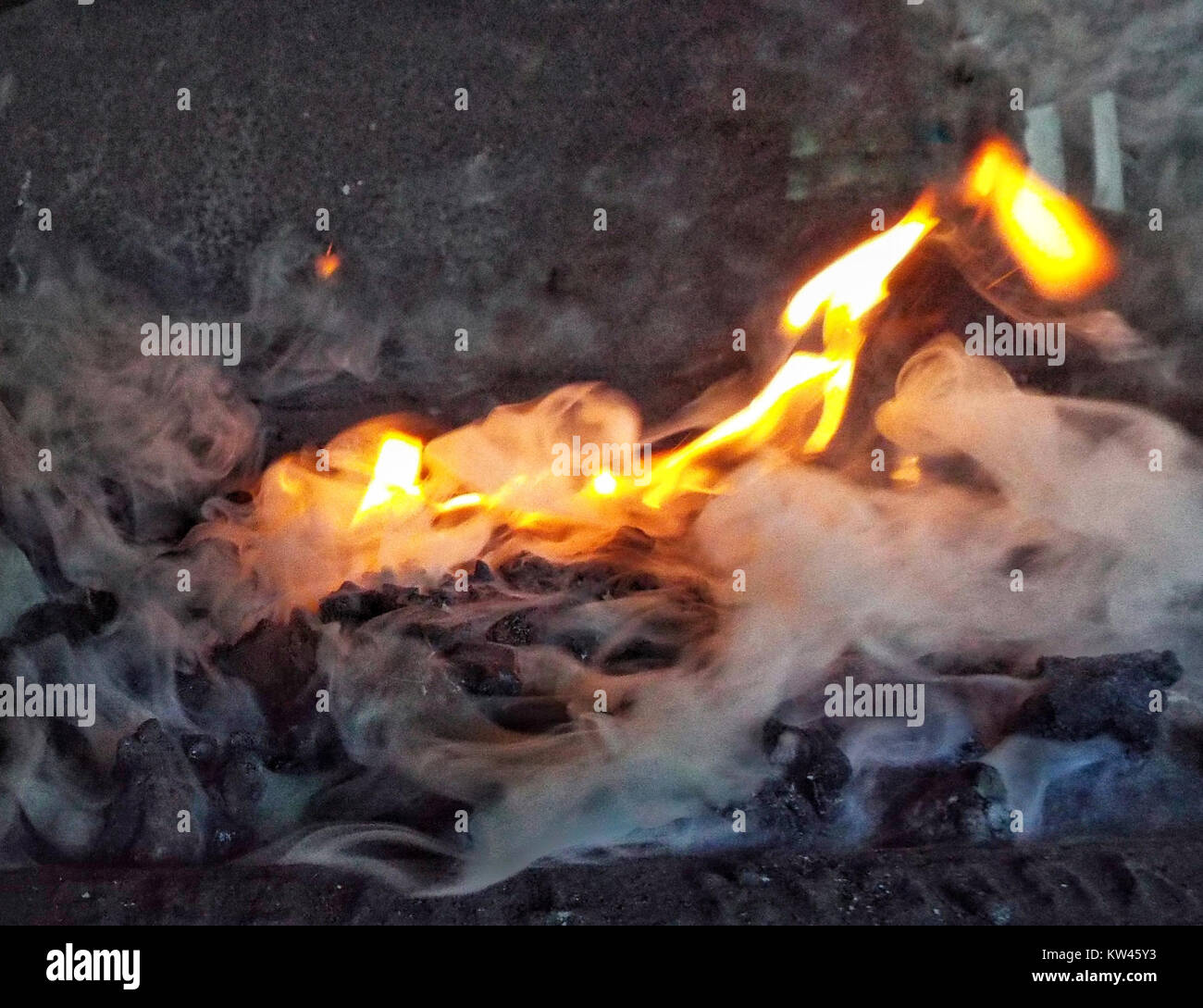 The blacksmith coal fire is an essential element in metalworking. It is ...