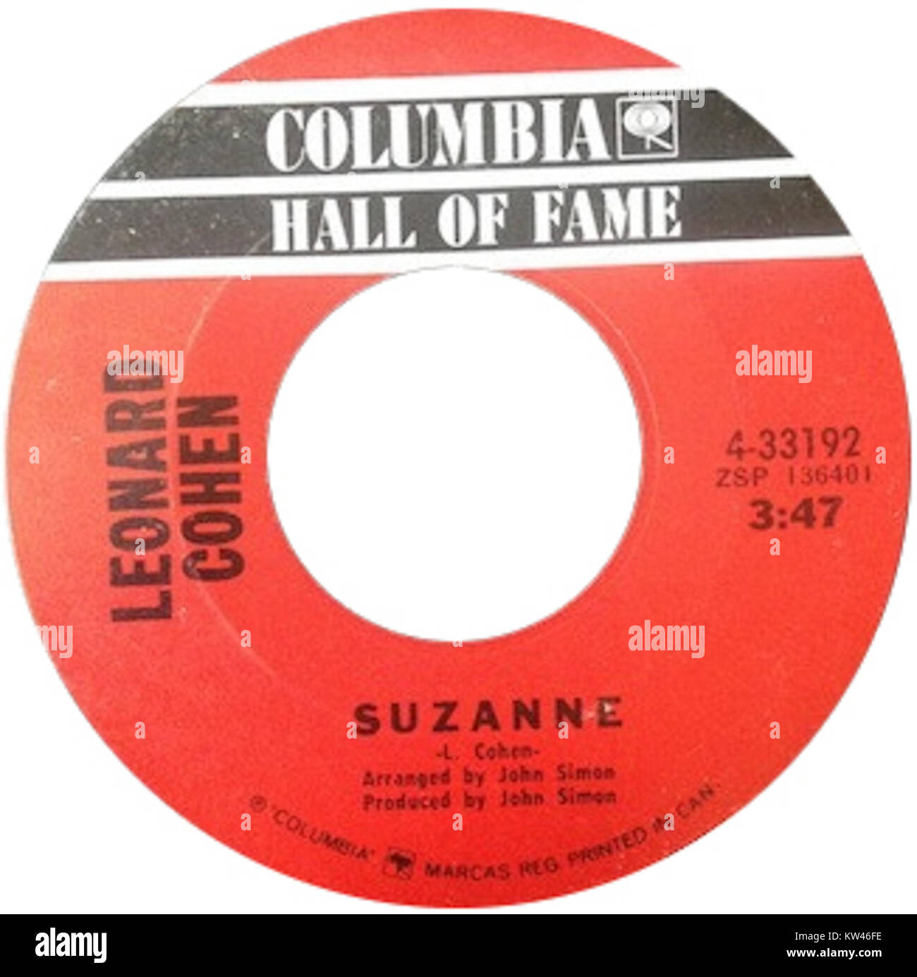 The vinyl of 'Suzanne' by Leonard Cohen, a Canadian artist, is a well ...