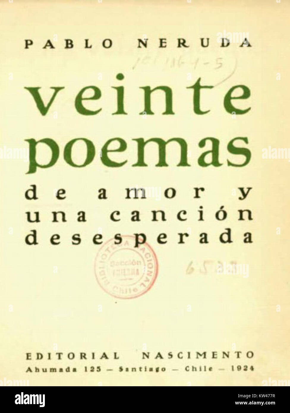 The cover of Pablo Neruda’s *Veinte Poemas de Amor y Una Canción ...
