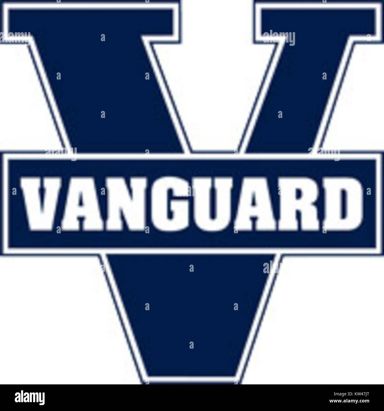 The Vanguard logo, featuring navy and white colors, is a graphic symbol ...