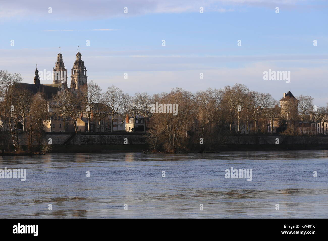 Exterior of Tours Cathedral and Chateau de Tours with River Loire Tours ...