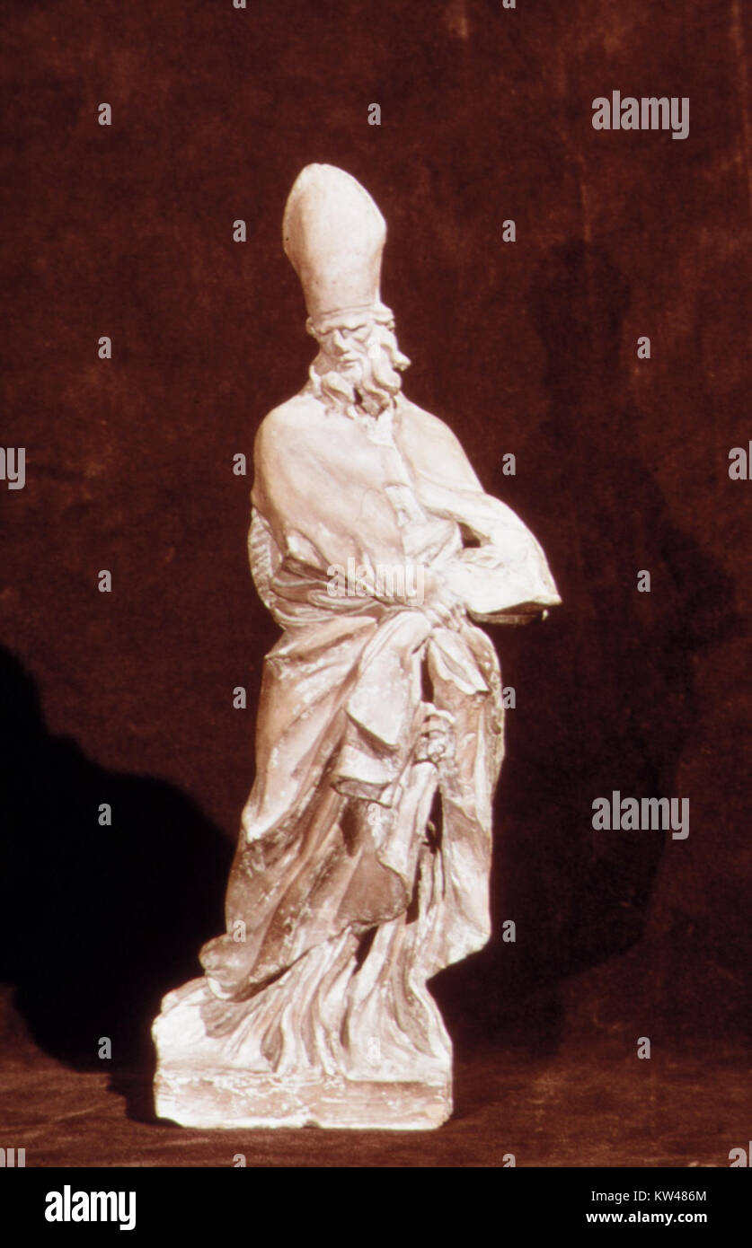 This artwork depicts Bishop Saint, showcasing religious iconography. It ...