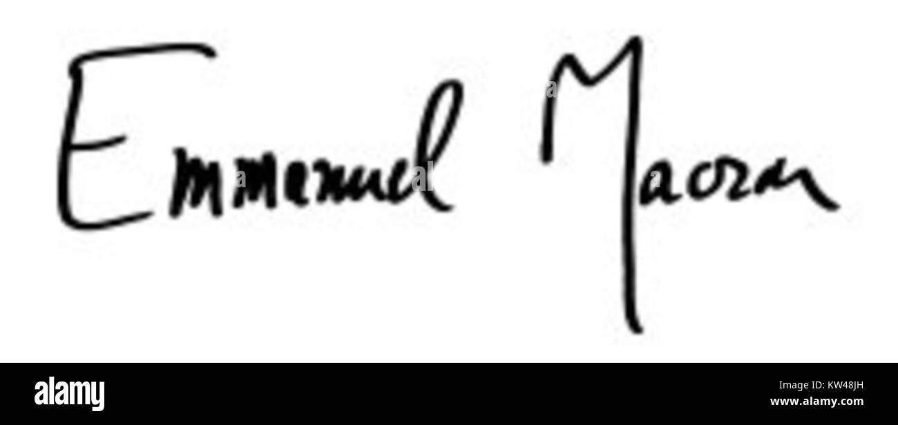 The signature of French President Emmanuel Macron is widely recognized ...