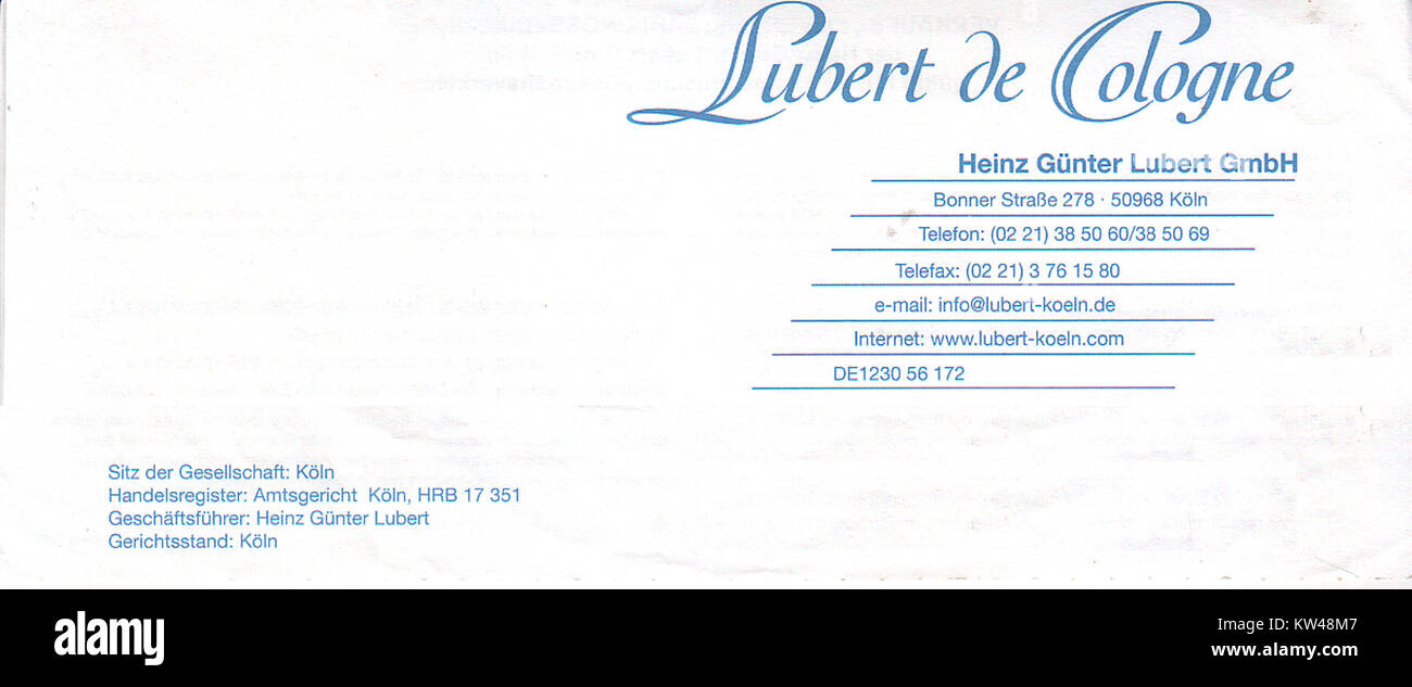 Lubert de Cologne (letterhead, 2009 Stock Photo - Alamy