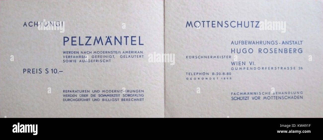 Pelzhaus Hugo Rosenberg in Vienna, Austria, was a furrier shop ...