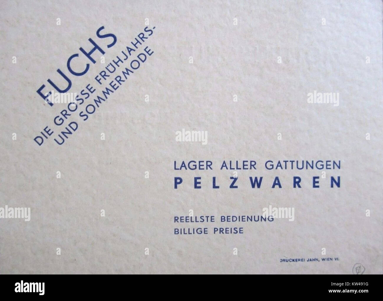 This is a historic business card from Pelzhaus Hugo Rosenberg, a ...