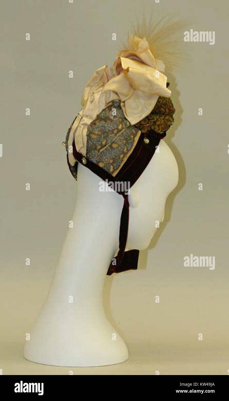A historical bonnet from the Metropolitan Museum of Art collection. The ...