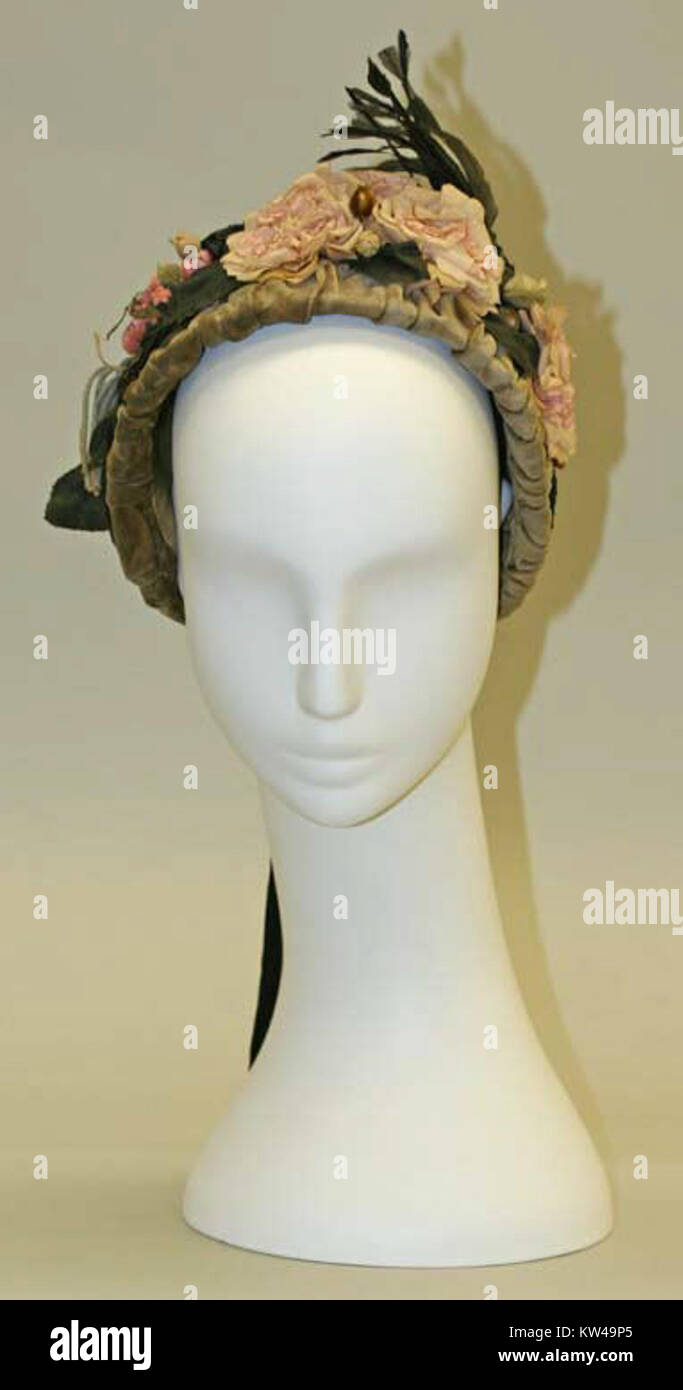 The bonnet is a historical object, likely part of a collection of ...